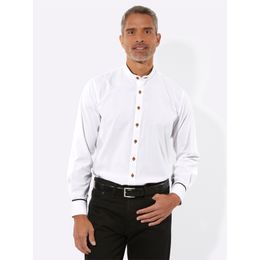 WITT Herren Langarmhemd mit Kontrastpaspeln, wei&szlig;, Gr&ouml;&szlig;e 47/48