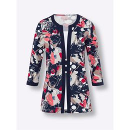 WITT Damen 2-in-1-Shirt mit 3/4-&Auml;rmeln, marine-koralle-bedruckt, Gr&ouml;&szlig;e 48