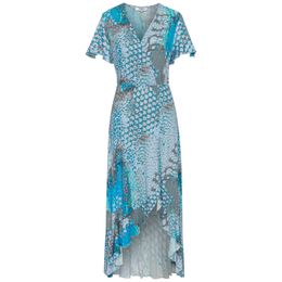 Buffalo Damen Maxikleid, blau bedruckt, Gr&ouml;&szlig;e 34