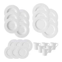 Villeroy & Boch Geschirr-Set VILLEROY & BOCH "Geschirr-Set Cellini 24er Set wei&szlig;", wei&szlig;, 24, Porzellan, Geschirr-Sets, Geschirr-Set, Sp&uuml;lmaschinengeeignet, Mikrowellenfest