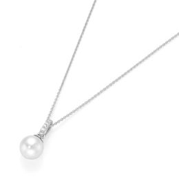Perlenkette "Muschelkernperl Anh&auml;nger, Silber 925", wei&szlig;, Giorgio Martello MILANO, Halsketten, Damen, 45cm, Silber 925 (Sterlingsilber), Perlenkette