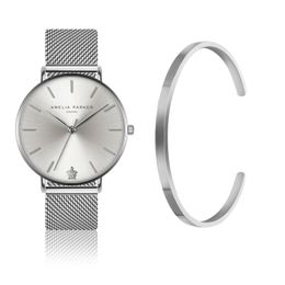 Quarzuhr AMELIA PARKER "SAA1-3", silber, Armbanduhren, Damen, Quarzuhr