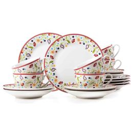 Ritzenhoff & Breker Geschirr-Set RITZENHOFF & BREKER "Kaffeeservice Doppio 18er Set bunt", bunt, 18, Porzellan, Geschirr-Sets, Geschirr-Set, Sp&uuml;lmaschinengeeignet