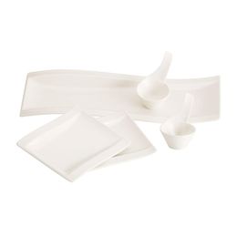 Villeroy & Boch Geschirr-Set VILLEROY & BOCH "Antipasti Set NewWave 5er Set wei&szlig;", wei&szlig;, 5, Porzellan, Geschirr-Sets, Geschirr-Set, Sp&uuml;lmaschinengeeignet, Mikrowellenfest