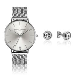 Quarzuhr AMELIA PARKER "SAA1-5", silber, Armbanduhren, Damen, Quarzuhr