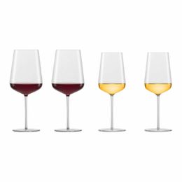 Gl&auml;ser-Set ZWIESEL GLAS "Chardonnay und Bordeaux Weingl&auml;ser Vervino 4er Set transparent", transparent, B:2cm H:2cm, Glas, Trinkgef&auml;&szlig;e, Sp&uuml;lmaschinengeeignet