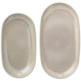 Servierplatte "Servierplatten-Set Perlemor Sand 2er Set beige", beige, B:2cm H:2cm L:2cm T:2cm, Porzellan, LIKE. BY VILLEROY & BOCH, Servierplatten, Servierplatte, Sp&uuml;lmaschinengeeignet, Mikrowellengeeignet