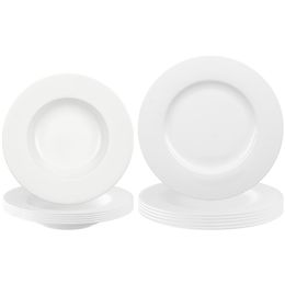 Villeroy & Boch Geschirr-Set VILLEROY & BOCH "Tafelservice Anmut 12er Set wei&szlig;", wei&szlig;, 12, Porzellan, Geschirr-Sets, Geschirr-Set, Sp&uuml;lmaschinenfest, Mikrowellensicher