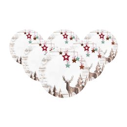 Fr&uuml;hst&uuml;cksteller Seltmann Weiden "Fr&uuml;hst&uuml;cksteller Life Christmas &oslash; 22,5 cm 6er Set wei&szlig;-braun", bunt (wei&szlig;, braun), B:22,5cm H:2,2cm L:22,5cm T:22,5cm &Oslash;:22,5cm, Speiseteller, Sp&uuml;lmaschinengeeignet, Mikrowellengeeignet, Ofenfest, Salamandergeeignet, K&uuml;hlschrankgeeignet, Gefrierschrankgeeignet