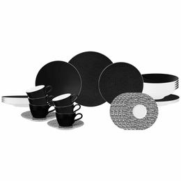 Geschirr-Set Seltmann Weiden "Kombiservice Life Fashion 30er Set", schwarz (glamorous schwarz), 30, Porzellan, Geschirr-Sets, Geschirr-Set, Sp&uuml;lmaschinenfest, Mikrowellensicher, Ofenfest
