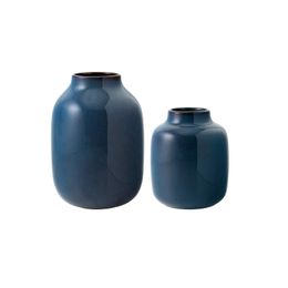 Dekovase "Vasen Lave Home Shoulder 15,5 cm + 22 cm 2er Set blau", blau, B:2cm H:2cm T:2cm, LIKE. BY VILLEROY & BOCH, Vasen
