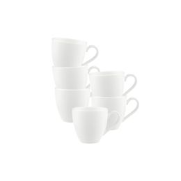 Villeroy & Boch Espressotasse VILLEROY & BOCH "Mokka-/Espressotassen Anmut 60 ml 6er Set wei&szlig;", wei&szlig;, B:6,3cm H:5,9cm, Porzellan, Trinkgef&auml;&szlig;e, Espressotasse, Sp&uuml;lmaschinenfest, Mikrowellensicher