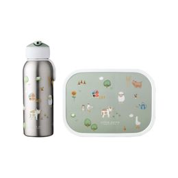 Lunchbox Mepal "Brotdose + Thermoflasche Campus 2er Set", gr&uuml;n (little farm), B:2cm H:2cm L:2cm, Kunststoff, Lebensmittelaufbewahrungsbeh&auml;lter, Lunchbox