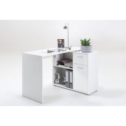 Eckschreibtisch FMD "AUGSBURG", wei&szlig;, B:117cm H:73,5cm T:50cm, Tische, Eckschreibtisch, Schreibtisch/ Sideboard m. Stauraum, beids. montierb., 117 oder 148 cm