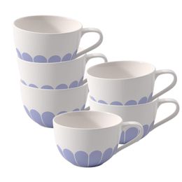 Villeroy & Boch Tasse VILLEROY & BOCH "Cappuccinotassen Fleur Couleur 300 ml 6er Set", blau (bleu), B:11cm H:7cm &Oslash;:11cm, Porzellan, Trinkgef&auml;&szlig;e, Tasse, Sp&uuml;lmaschinenfest, Mikrowellensicher