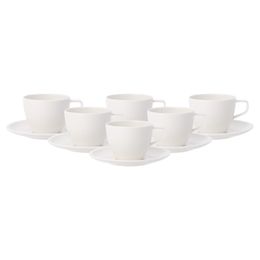 Villeroy & Boch Tasse VILLEROY & BOCH "Kaffeetassen mit Untertassen Artesano Original 250 ml 6er Set wei&szlig;", wei&szlig;, B:2cm H:2cm &Oslash;:16cm, Porzellan, Trinkgef&auml;&szlig;e, Tasse, Sp&uuml;lmaschinengeeignet, Mikrowellenfest