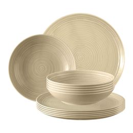 Geschirr-Set Seltmann Weiden "Tafelservice Terra 12er Set", beige (sandbeige), 12, Porzellan, Geschirr-Sets, Geschirr-Set, Sp&uuml;lmaschinenfest, Mikrowellensicher, Ofenfest