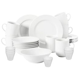 Geschirr-Set Seltmann Weiden "Fr&uuml;hst&uuml;cks-Set Rondo/Liane 24er Set wei&szlig;", wei&szlig;, 24, Porzellan, Geschirr-Sets, Geschirr-Set, Sp&uuml;lmaschinenfest, Mikrowellensicher, Ofenfest