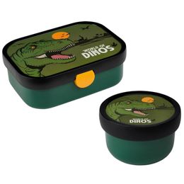 Lunchbox Mepal "Obst- und Bentobox Dino Campus 300 & 750 ml dunkelgr&uuml;n", gr&uuml;n (dunkelgr&uuml;n), B:2cm H:2cm L:2cm, Kunststoff, Lebensmittelaufbewahrungsbeh&auml;lter, Lunchbox