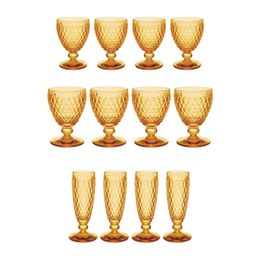 Villeroy & Boch Gl&auml;ser-Set VILLEROY & BOCH "Wasser-, Wein- und Sektgl&auml;ser Boston Coloured 12er Set", gelb (saffron), B:2cm H:2cm, Glas, Trinkgef&auml;&szlig;e, Sp&uuml;lmaschinenfest