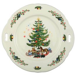 Servierplatte Seltmann Weiden "Kuchenplatte Marieluise Weihnachten 27,1 x 25,8 cm wei&szlig;-gr&uuml;n", wei&szlig;, gr&uuml;n, B:25,8cm H:2,6cm L:27,1cm T:27,1cm, Porzellan, Servierplatten, Servierplatte, Sp&uuml;lmaschinengeeignet, Mikrowellengeeignet, Ofenfest, Salamandergeeignet, K&uuml;hlschrankgeeignet, Gefrierschrankgeeignet