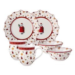 Villeroy & Boch Geschirr-Set VILLEROY & BOCH "Fr&uuml;hst&uuml;cks-Set Santa Toy's Delight 6er Set bunt", bunt, 6, Porzellan, Geschirr-Sets, Geschirr-Set, Handw&auml;sche wird empfohlen