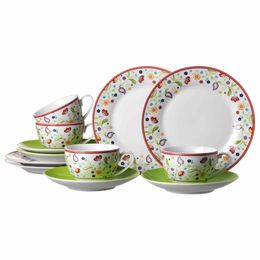 Ritzenhoff & Breker Geschirr-Set RITZENHOFF & BREKER "Kaffee Service Shanti Doppio 12er Set bunt", bunt, 12, Porzellan, Geschirr-Sets, Geschirr-Set, Sp&uuml;lmaschinengeeignet