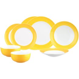 Geschirr-Set Seltmann Weiden "Einsteiger-Set Liberty Pure Colors 8er Set", gelb (gelb glow), 8, Porzellan, Geschirr-Sets, Geschirr-Set, Sp&uuml;lmaschinenfest, Mikrowellensicher, Ofenfest