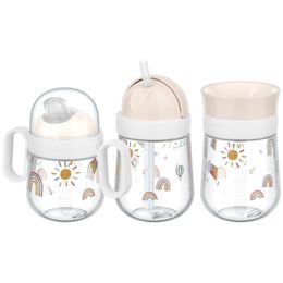 Kinderbecher Mepal "Trinklernbecher-Set Mio 3er Set", beige (sunshine, rainbow), B:2cm H:2cm, Polypropylen, Trinkgef&auml;&szlig;e, Kinderbecher, Sp&uuml;lmaschinenfest