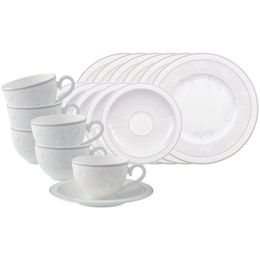 Villeroy & Boch Geschirr-Set VILLEROY & BOCH "Kaffeeservice Gray Pearl 18er Set wei&szlig;", wei&szlig;, 18, Porzellan, Geschirr-Sets, Geschirr-Set, Sp&uuml;lmaschinengeeignet, Mikrowellengeeignet