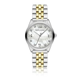 Quarzuhr MARC LAUDER "ME6-B278S", gold, silber, Armbanduhren, Damen, Quarzuhr