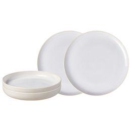 Geschirr-Set "Tafel-Set Crafted Cotton 4er Set beige", beige, 4, Porzellan, LIKE. BY VILLEROY & BOCH, Geschirr-Sets, Geschirr-Set, Sp&uuml;lmaschinengeeignet, Mikrowellengeeignet