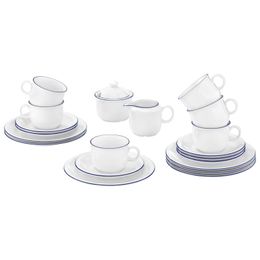 Geschirr-Set Seltmann Weiden "Kaffeeservice Compact Blaurand 20er Set wei&szlig;-blau", bunt (wei&szlig;, blau), 20, Porzellan, Geschirr-Sets, Geschirr-Set, Sp&uuml;lmaschinengeeignet, Mikrowellengeeignet, Ofenfest, Salamandergeeignet, K&uuml;hlschrankgeeignet, Gefrierschrankgeeignet