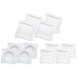 Villeroy & Boch Geschirr-Set VILLEROY & BOCH "Tellerset NewWave 12er Set wei&szlig;", wei&szlig;, 12, Porzellan, Geschirr-Sets, Geschirr-Set, Sp&uuml;lmaschinengeeignet, Mikrowellenfest