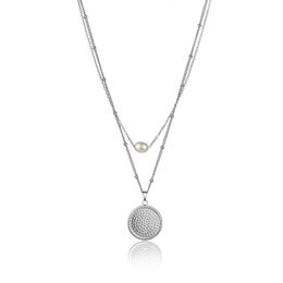 Collier ISABELLA FORD "FN006S", silber, Halsketten, Damen, 48cm, 25x1,5mm pendant, Edelstahl, L: 1,5 48, Collier