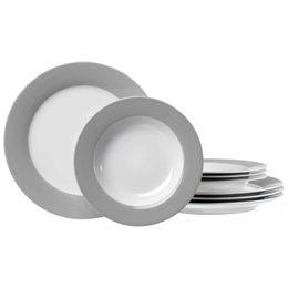 Ritzenhoff & Breker Geschirr-Set RITZENHOFF & BREKER "Tafelservice Doppio 8er Set", grau, 8, Porzellan, Geschirr-Sets, Geschirr-Set, Sp&uuml;lmaschinengeeignet, Sp&uuml;lmaschinenfest