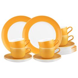 Geschirr-Set Seltmann Weiden "Kaffeeservice Liberty Pure Colors 18er Set", orange (mango orange), 18, Porzellan, Geschirr-Sets, Geschirr-Set, Sp&uuml;lmaschinenfest, Mikrowellensicher, Ofenfest