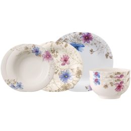 Villeroy & Boch Geschirr-Set VILLEROY & BOCH "Einsteiger-Set Mariefleur Gris Basic 8er Set bunt", bunt, 8, Porzellan, Geschirr-Sets, Geschirr-Set, Sp&uuml;lmaschinengeeignet, Mikrowellenfest