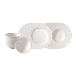 Villeroy & Boch Geschirr-Set VILLEROY & BOCH "Starter-Set Manufacture Ice 12er Set wei&szlig;", wei&szlig;, 12, Porzellan, Geschirr-Sets, Geschirr-Set, Sp&uuml;lmaschinenfest, Mikrowellensicher