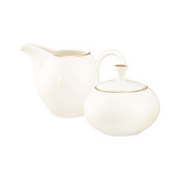 Milch- und Zuckerset Seltmann Weiden "Milch- & Zuckerset Savona Goldlinie 2er Set creme", beige (creme), 2, Porzellan, Geschirr-Sets, Sp&uuml;lmaschinenfest, Mikrowellensicher, Ofenfest