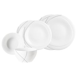 Geschirr-Set Seltmann Weiden "Basic-Set Trio Highline 6er Set wei&szlig;-grau", bunt (wei&szlig;, grau), 6, Porzellan, Geschirr-Sets, Geschirr-Set, Sp&uuml;lmaschinenfest, Mikrowellensicher