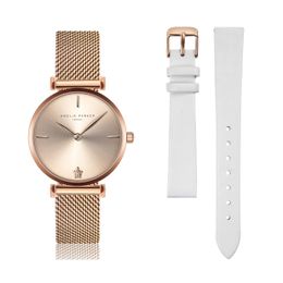 Quarzuhr AMELIA PARKER "SAC1-1", rose gold, wei&szlig;, Armbanduhren, Damen, Quarzuhr