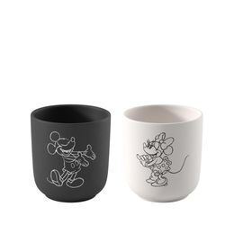 Villeroy & Boch Becher VILLEROY & BOCH "Kaffeebecher Manufacture Rock - Mickey Mouse 280 ml 2er Set schwarz-wei&szlig;", bunt (schwarz, wei&szlig;), B:8,5cm H:8,9cm &Oslash;:8,5cm, Porzellan, Trinkgef&auml;&szlig;e, Becher, Sp&uuml;lmaschinenfest, Mikrowellensicher