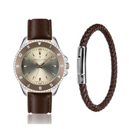 Quarzuhr PHILIPP BLANC "SPA7-2", braun, Armbanduhren, Herren, Quarzuhr