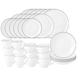 Geschirr-Set Seltmann Weiden "Komplett-Service Lido Black Line 36er Set wei&szlig;", wei&szlig;, 36, Porzellan, Geschirr-Sets, Geschirr-Set, Sp&uuml;lmaschinengeeignet, Mikrowellenfest, Ofenfest