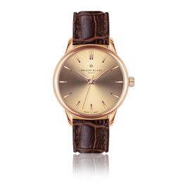 Quarzuhr PHILIPP BLANC "PB3-S088R", braun (braun croco), Armbanduhren, Herren, Quarzuhr