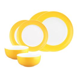 Geschirr-Set Seltmann Weiden "Basic-Set Liberty Pure Colors 6er Set", gelb (gelb glow), 6, Porzellan, Geschirr-Sets, Geschirr-Set, Sp&uuml;lmaschinenfest, Mikrowellensicher, Ofenfest