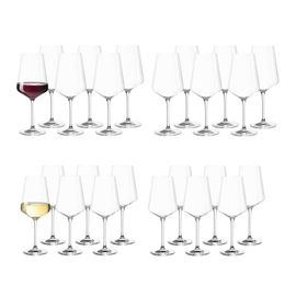 Gl&auml;ser-Set Leonardo "Rotwein- und Wei&szlig;weingl&auml;ser Puccini 24er Set transparent", bunt (transparent), B:2cm H:2cm, Glas, Trinkgef&auml;&szlig;e, Ideal f&uuml;r den Alltag, sp&uuml;lmaschinengeeignet