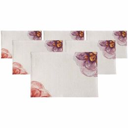 Villeroy & Boch Platzset VILLEROY & BOCH "Platzesets Rose Garden 49 x 32,5 cm 6er Set rosa", bunt (rosa), B:32,5cm H:2mm L:49cm, Platzsets, waschbar bis 40 Grad C