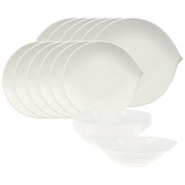 Villeroy & Boch Geschirr-Set VILLEROY & BOCH "Tafelservice Flow 18er Set wei&szlig;", wei&szlig;, 18, Porzellan, Geschirr-Sets, Geschirr-Set, Sp&uuml;lmaschinengeeignet, Mikrowellenfest